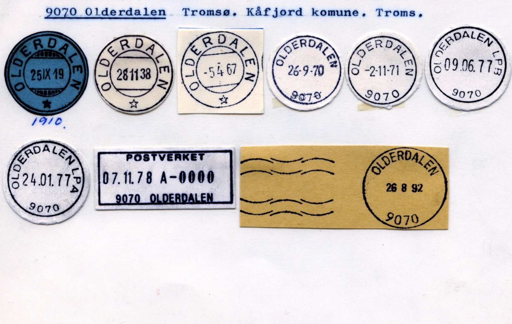 Poststempel. – Olderdalen, bygda vår